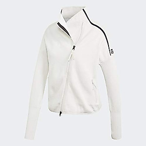 adidas Women's Zone Prime Knit Heather Jacket, Raw White/White, Small