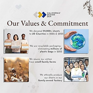 California Design Den 100% Organic Cotton Sheets for Queen Size Bed, Deep Pockets, Percale Sheets Queen, GOTS Certified, Soft Cooling Sheets, 4 Piece Bed Sheets Queen Sheet Set, White Sheets