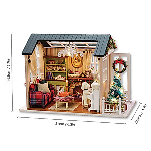 Ailgely DIY Miniature Dollhouse Kit Realistic Mini 3D Wooden Doll House Kit,Tiny House Kit with Furniture LED Lights,Miniature House Kit 1:24 Scale,Gift for Birthday Valentine's Wedding Day