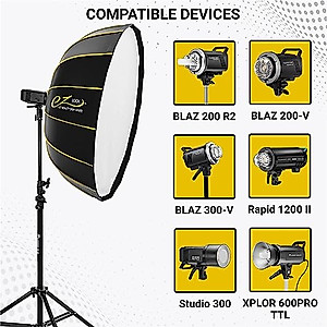 Glow EZ Lock 42" Collapsible White Beauty Dish Softbox w/Bowens Mount Speedring and Deflection Disk, 16 Ribbed Design Soft Box with White Interior for Perfect Lighting and Beauty Dish Photography