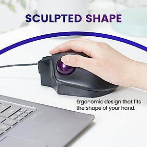 Perixx PERIMICE-520 Wired USB Ergonomic Programmable Trackball Mouse, Adjustable Angle, 8 Button Design, Black (PM-520-11447)