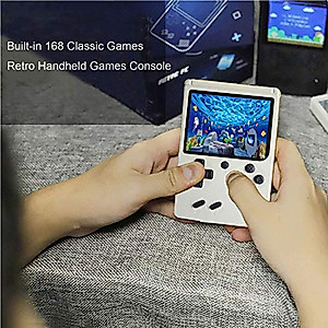JAFATOY Retro Handheld Games Console for Kids/Adults, 168 Classic Games 8 Bit Games 3 inch Screen Video Games with AV Cable Play on TV (White)