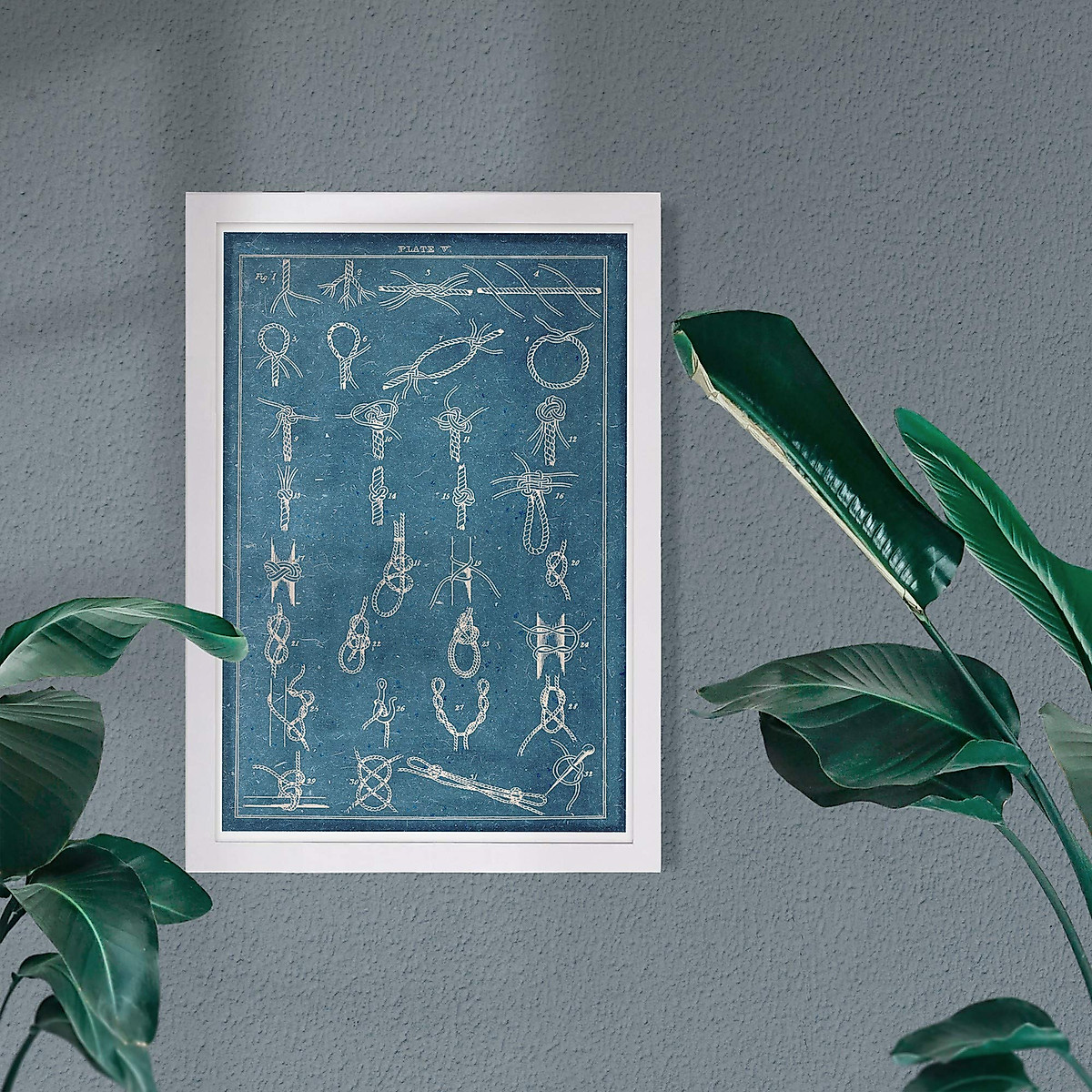 Wynwood Studio Coastal Framed Wall Art Prints 'Nautical Knots' Home Décor, 13" x 19", Blue, White