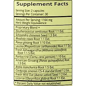 Natura Health Products Power Adapt Supplement - Deep Adrenal And Endocrine Support - Featuring Ashwagandha, Ginseng, Rhodiola Rosea Root Ext. And Cordyceps (60 capsules)