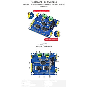 for Raspberry Pi 2-Channel Isolated CAN Bus Expansion HAT MCP2515 + SN65HVD230 Dual Chips Solution 3.3V/5V Breakout SPI STM32 with Multi Onboard Protection Circuits 2-CH @XYGStudy