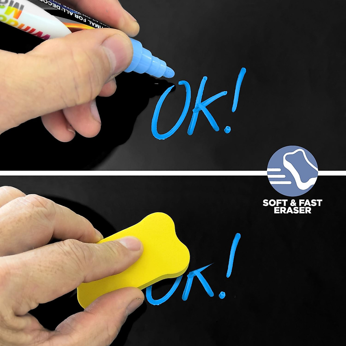 Desktop Whiteboard - Glass Dry Erase White Board- Desk Computer Buddy – Home Office & Studying Essentials - Desktop Pad with Phone & Tablet Slot, Storage Compartment - Includes 4 Markers, 1 Eraser.