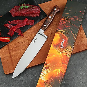 IGNITED CUTLERY Professional 8 Inch Chef Knife, 1.4116 German High Carbon Steel Kitchen Chef Knife, Chefs Knife With Pakkawood Handle, Dual Blade Sharp Kitchen Knife With Gift Box