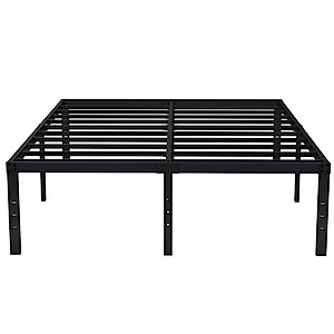 EMODA 18 Inch California King Bed Frames Heavy Duty Tall Metal Cal King Platform with Large Storage Space, No Box Spring Needed, Noise Free, Black