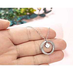 60th Birthday Gifts for Women Sterling Silver Six Ronud Circles Four Leaf Clover Necklace for Women Birthday Gifts