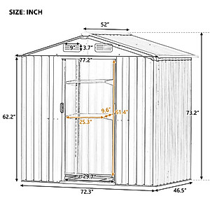 Merax Outdoor Storage Shed, 6 x 4 FT Metal Garden Shed Steel Tool Shed Storage House with Adjustable Shelf and Lockable Door,Tool Cabinet with Vents and Foundation for Backyard, Patio & Lawn, Brown