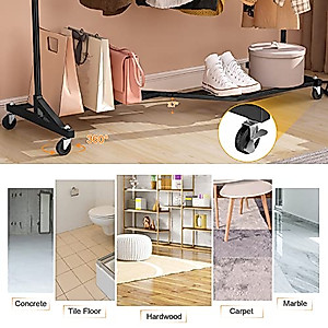 Mr IRONSTONE Long Clothes Rack, Heavy Duty Clothing Rack with X Base, Garment Rack on Wheels with Brakes, Commercial Clothes Racks for Hanging Clothes, Rolling Clothes Rack with Storage Shelf