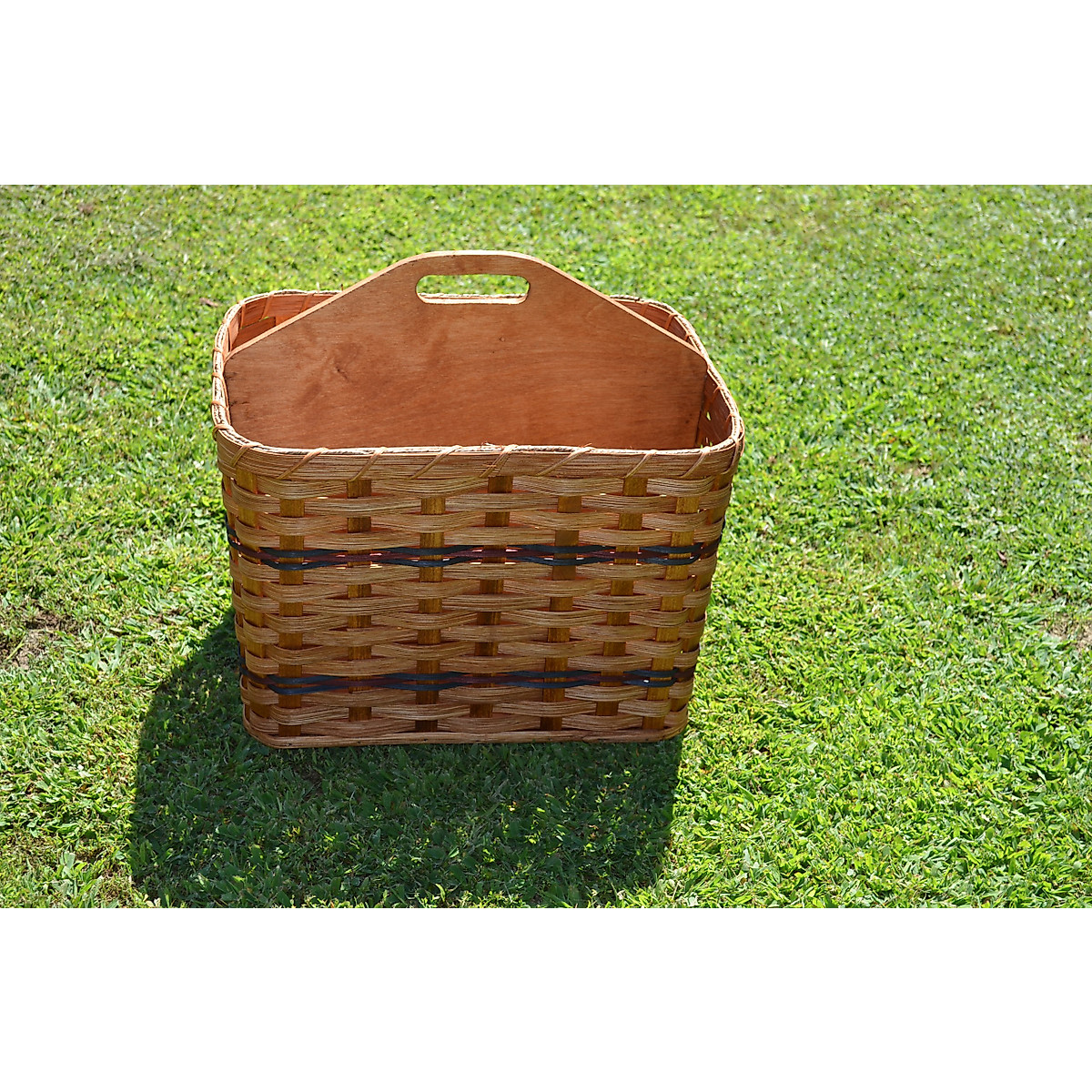 Amish Handmade Magazine Basket with Solid Wood Handled Divider, Will Look Great in Any Office Waiting Area