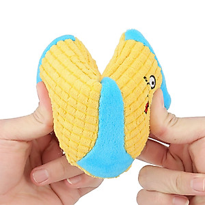 Squeaky Dog Toys, Funny Dog Toys Stuffed Plush Dog Toy, Cute Socks Dog Birthday Gift Dog Chew Toys Pet Toys for Small Medium Dogs(Blue Yellow)