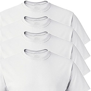 Fruit of the Loom Men's Tag-Free Cotton Undershirts, Regular-Crew-4 Pack White, Small