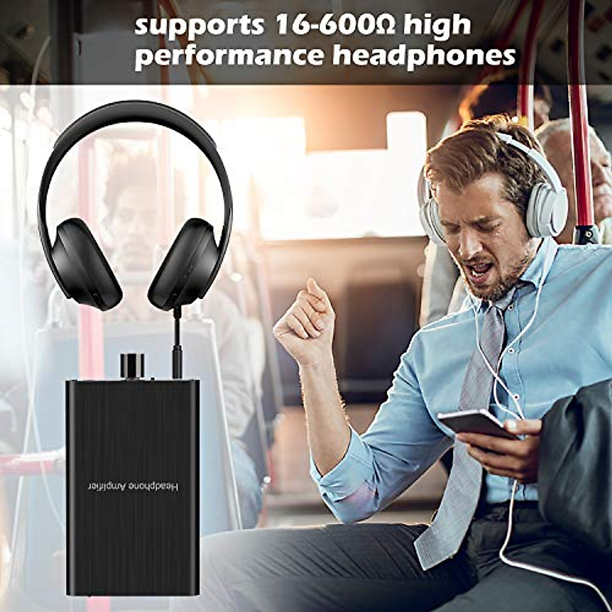 Headphone Amplifier with Bass Boost, Support 3.5mm AUX and Type-C 16-600Ω Headphone -3.5mm Stereo Audio Out, GAIN, Bass for Mac, Phones, iPad, MP3, MP4 and Computers,Xbox one,PS4,PS5 Controller