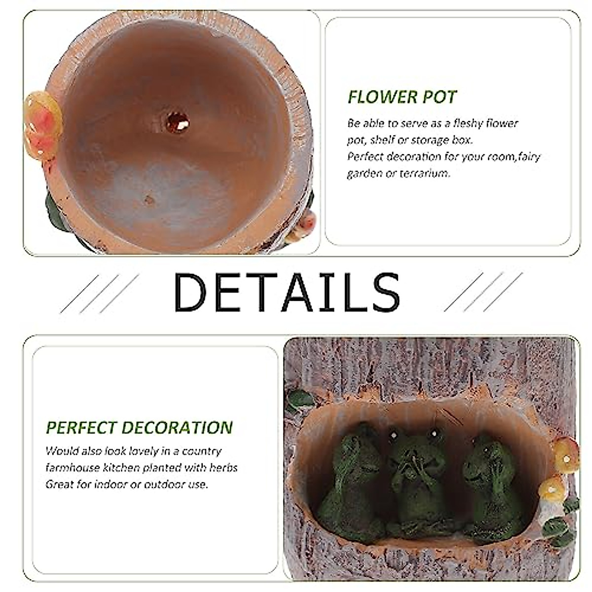 Tinksky Cute Green Frog Flower Sedum Succulent Pot Planter Bonsai Trough Box Plant Bed Office Desk Home Garden Pot Decor