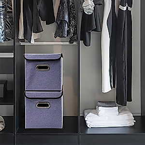Foldable Cube Storage Bin with Lid, Set of 2, Collapsible Storage Basket with Lid ,25 CM x 25 CM, Boho Basket , Nursery Storage Bin, Cube Storage Baskets for Living Room Home Bedroom Closet Office Purple