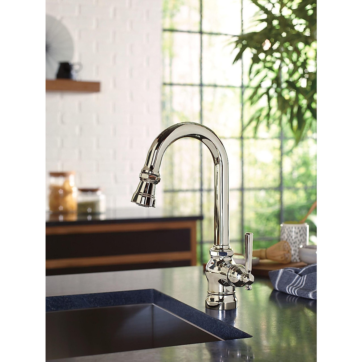 Moen S52003 Paterson One-Handle Pulldown Bar Faucet with Power Clean, Includes Interchangeable Handle, Chrome