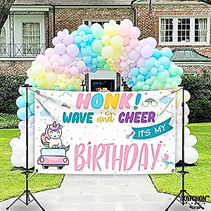 Unicorn Honk Its My Birthday Yard Sign - Big 72x40 Inch Honk Wave and Cheer Birthday Banner | Unicorn Birthday Banner Quarantine Drive By Birthday Decorations | Unicorn Birthday Decorations for Girls