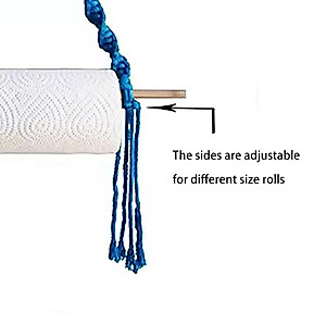 Blue Macrame Paper Towel Holder Wall Mount for Kitchen and Bathroom Decor ,Boho Paper Towel Hanger ,Toilet Paper Towel Hanging