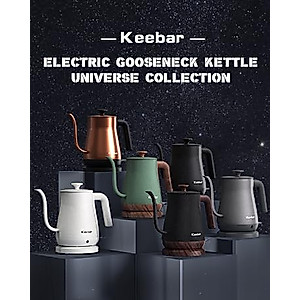 Keebar Electric Kettle, 100% Stainless Steel Tea Kettle, Electric Gooseneck Kettle with Auto Shut Off, Pour Over Kettle for Coffee & Tea, 0.8L,1000W,White
