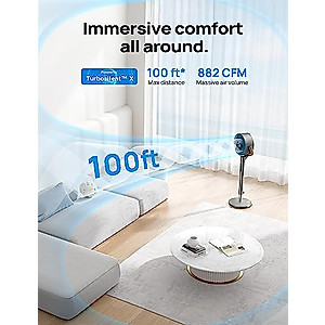 Dreo Pedestal Fan with Remote, PolyFan 513S, 43'' Quiet Standing Fan for Home Bedroom, 120°+105° Smart Oscillating Floor Fans with Wi-Fi/Voice Control, Works with Alexa/Google, 6 Modes, 8 Speeds