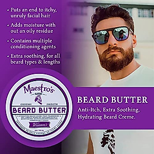 Maestro's Classic BEARD BUTTER | Anti-Itch, Extra Soothing, Hydrating Beard Creme For All Beard Types & Lengths- Wisemen's Blend, 4 Ounce