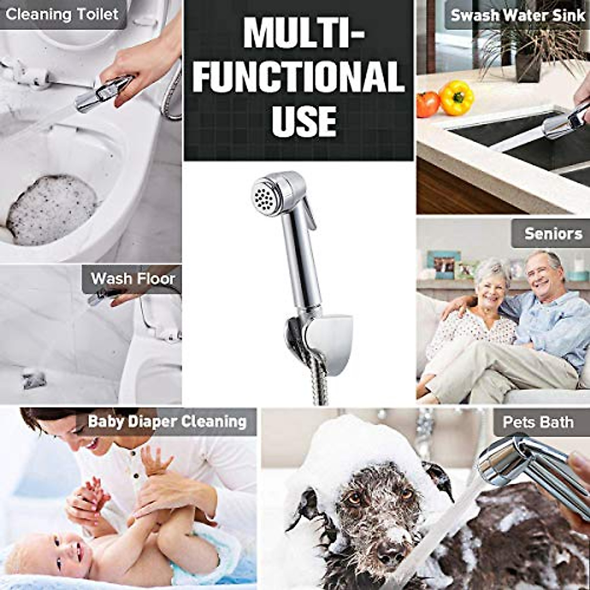 JOMOO Handheld Bidet Sprayer Bathroom Jet Spray Cloth Diaper Sprayer for Toilet Spray Attachment with Hose for Feminine Wash, Without T-Valve and Hook)