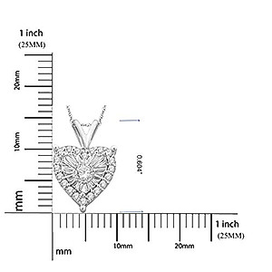 NATALIA DRAKE 1/4 Cttw Heart Halo Diamond Necklace for Women in Rhodium Plated 925 Sterling Silver Color H-I/Clarity I1-I2