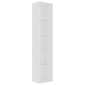 vidaXL Book Cabinet Home Living Room Bedroom Office Rack Organizer Side Storage Shelf Bookcase Cabinet Furniture White Engineered Wood