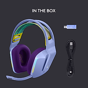 Logitech G733 LIGHTSPEED Wireless Gaming Headset with suspension headband, LIGHTSYNC RGB, Blue VO!CE mic technology and PRO-G audio drivers - Lilac