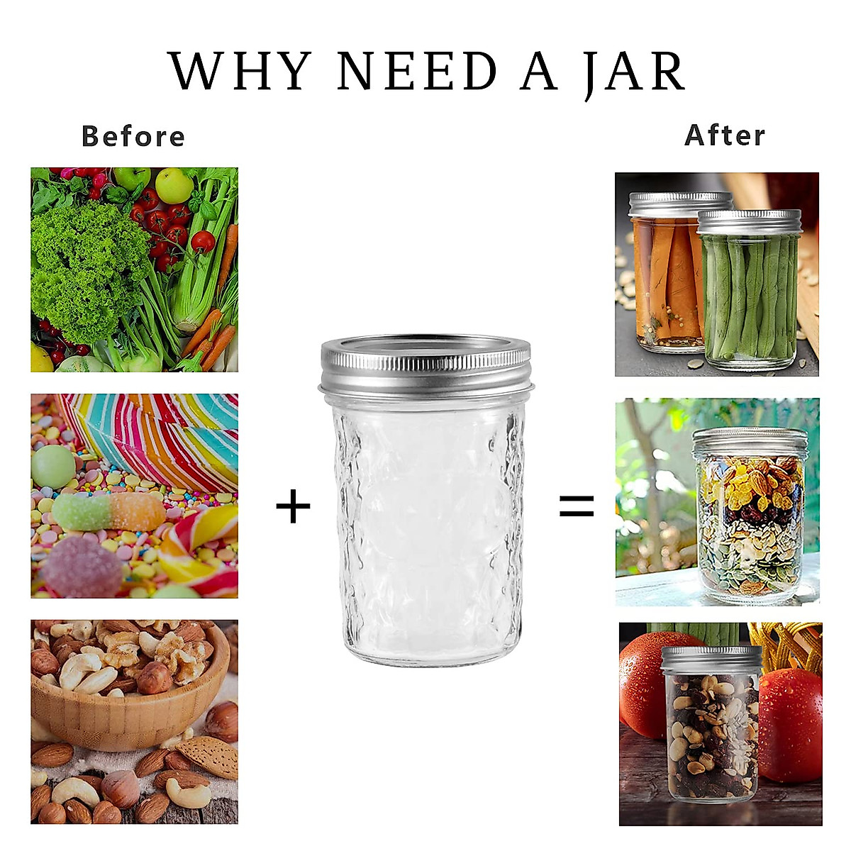 OAMCEG 16 Pack 8 OZ Mason Jars with Lids Regular Mouth Canning Jars, 100% Recycled Glass Bottles for Regular Mouth Mason Jars, Ideal for Juice, Jam, Honey and Spice, Honey, Baby Foods