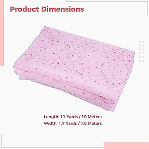 Gold Glitter Sequin Tulle Fabric Star Moon Tutu Skirt Dress Sewing, 63" x 11 Yard Birthday Ribbon Wedding Veil Backdrop Decoration Gauze