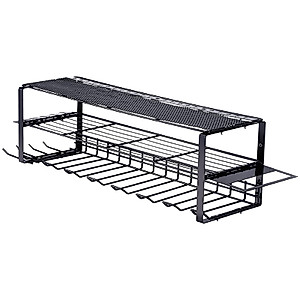 VEVOR Power Tool Organizer, 7 Slot, 3 Layers, Cordless Drill Holder Wall Mount, Battery Charging Station Storage Rack, Multi-Function Garage Organization, Heavy Duty Metal Shelf for Screwdriver Pliers