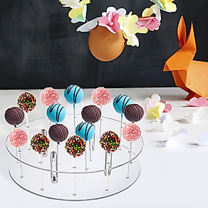 ZENFUN 2 Pack 16 Holes Cake Pop Display Stand, Acrylic Round Lollipop Stand Holder for Dessert Table, Weddings, Baby Shower, Birthday Party, Anniversaries, 10 Inch Diameter