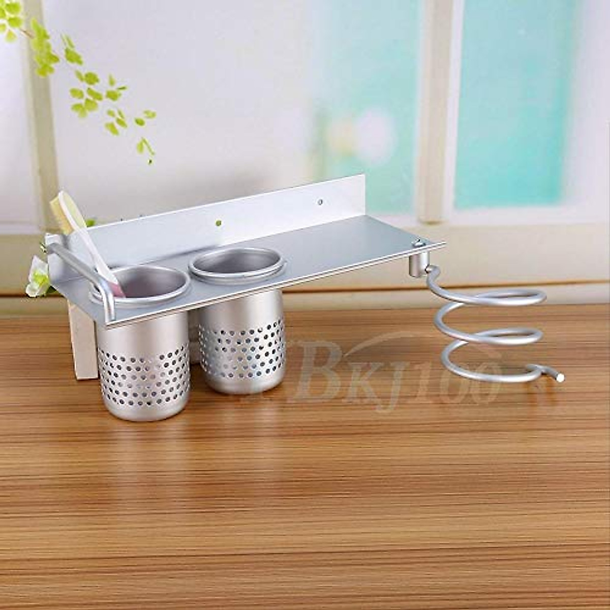 Aluminum Holder - Storage Wall Mount Organizer Holder Hair Dryer Toothbrush Toilet