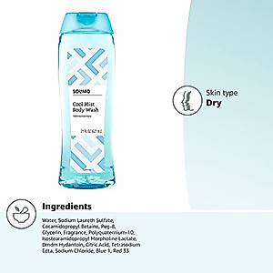 Amazon Brand - Solimo Body Wash, Cool Mist Scent, 21 fl oz (Pack of 4)