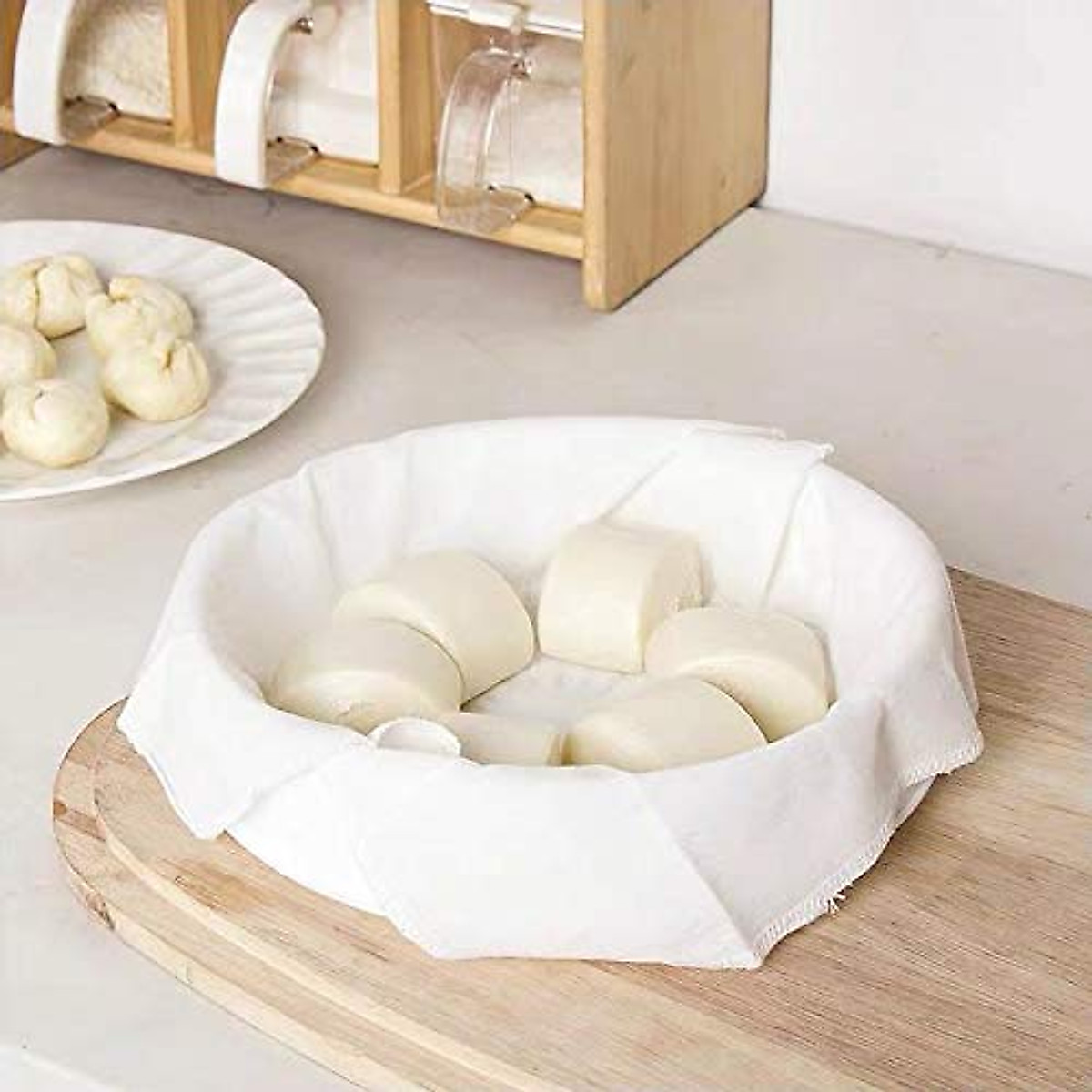 Lautechco 4Pcs Reusable Natural Pure Cotton Bamboo Steamer Baking Cloth Steamers Gauze Pad Steamer Mat Liners for Rice Dim Sum 32cm32cm/12.5 inch12.5 inch(White)