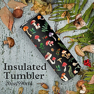 Ceovfoi Mushroom Tumbler with Lid and Straw, Mushroom Lovers Gifts for Women, 20 OZ Mushroom Coffee Tumbler Mug Cup for Women,Mushroom Stuff/Accessories