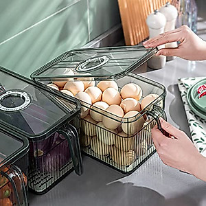 Tnfeeon Refrigerator Organizers Bins, Date Recording Fridge Organizers with Draining Board for Home for Vegetables