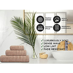 Textila Cotton Towel Set - 3 Piece Set Includes 1 Bath Towels, 1 Hand Towels, and 1 Washcloths - Soft and Absorbent Towel Set for Bathroom - Beige Color Towels Ideal for Everyday Use