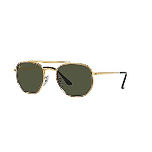 Ray-Ban RB3648M The Marshal II Hexagonal Sunglasses, Legend Gold/Green, 52 mm
