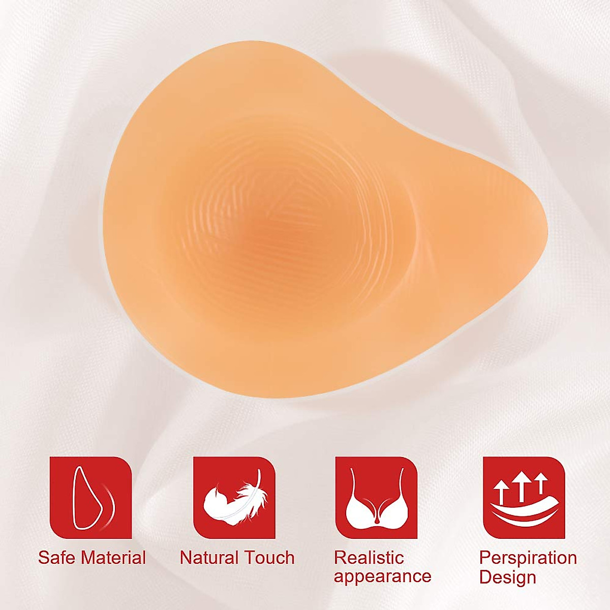 ONEFENG Artificial Symmetrical Breast Form Post Mastectomy Breast Prosthesis Right Spiral Shape Breasts Only One Piece