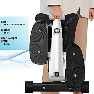 SPORFIT Under Desk Elliptical Machine, Seated Mini Elliptical Stepper for Office,Magnetic Resistance for Quiet and Durable,Pedal Exerciser w/LCD Monitor