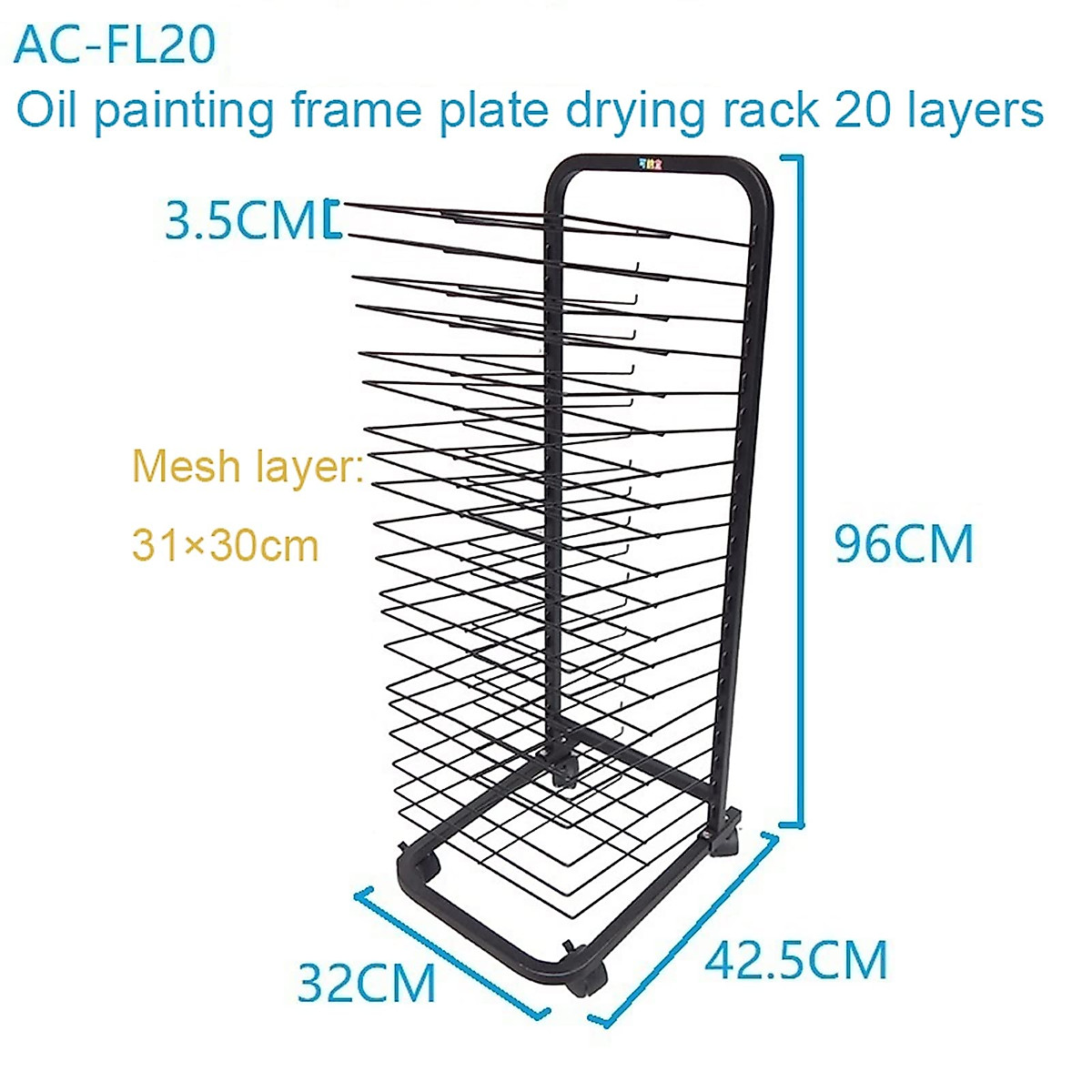 YSCMX Mobile Art Drying Rack for Classroom Drying Rack for Art Drying Rack for Art Metal Wire Work Display Rack, Art Carts with Wheels for Classroom Art Studios and Home Use. Drying & Print Racks