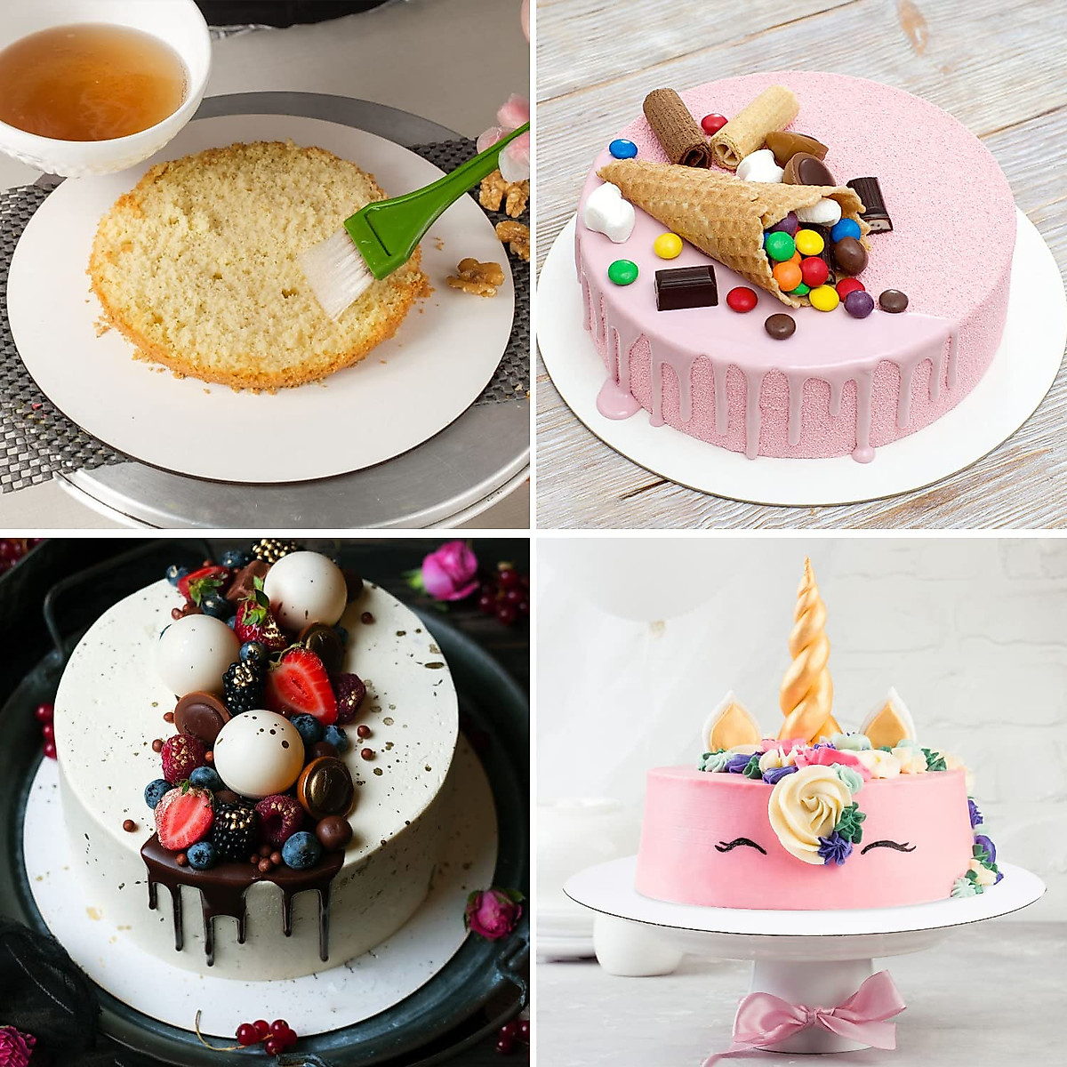 25-Packs Cake Boards 10 inch round， White Cake Board Rounds，White Cake Circles Rounds Base Food-Grade Cardboard Cake Plate for displaying cakes,bread, desserts（Thin and sturdy）