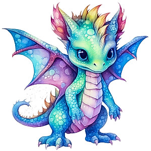 Fabric Panel 8"x8" Baby Dragon 100% Cotton Quilting Panel Square AM1418