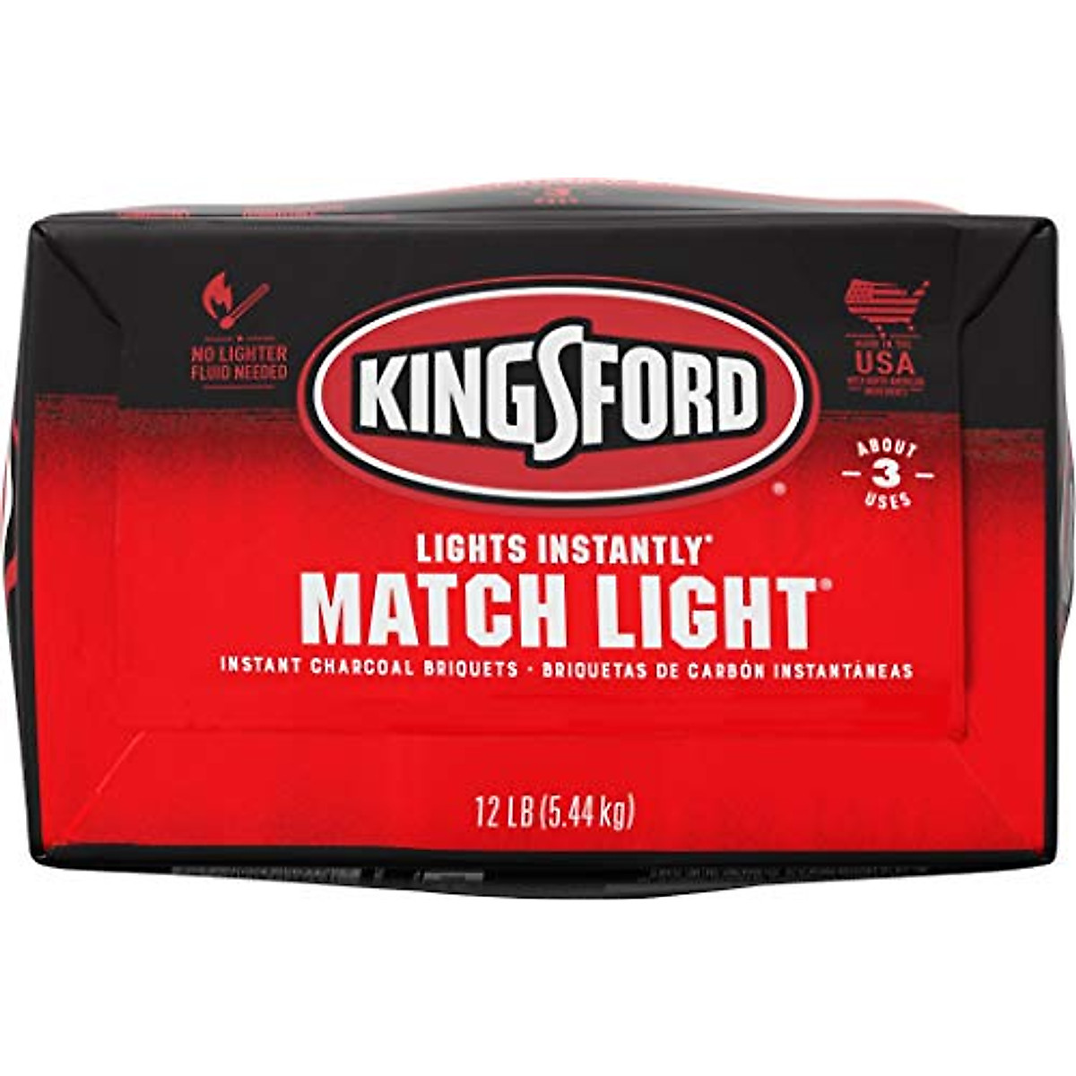 Kingsford Match Light Instant Charcoal Briquettes, BBQ Charcoal for Grilling, Ready in 10 Minutes, No Lighter Fluid or Starter Needed, 12 lbs