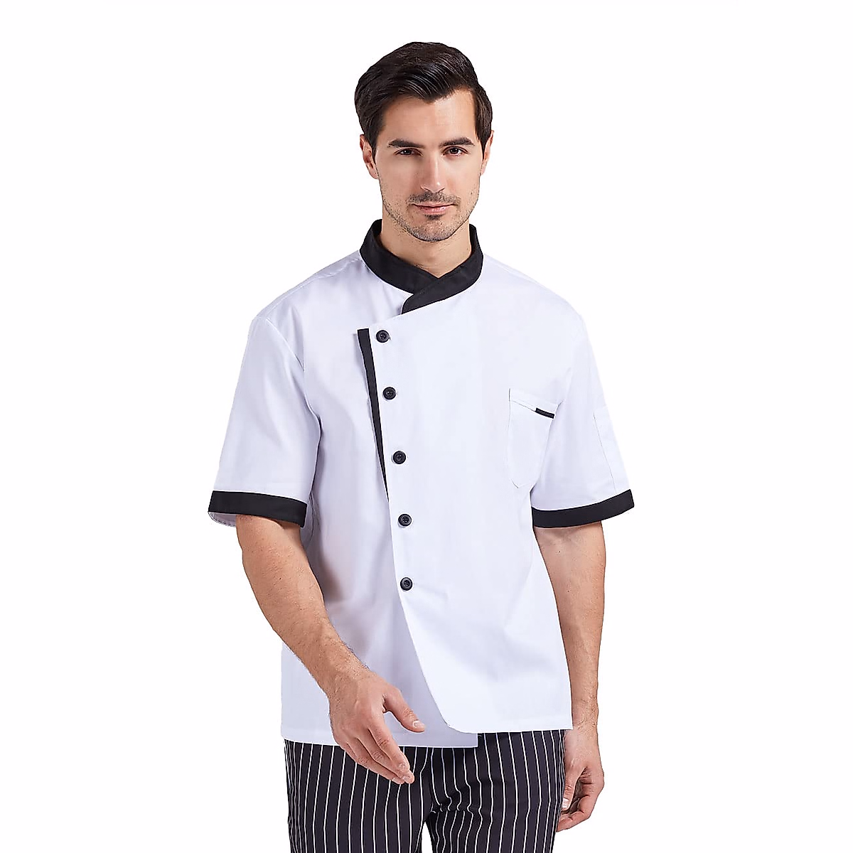 Nanxson Unisex Chef Jacket Men's Chef Coat Restaurant Kitchen Chef Uniform CFM0016 (White Shortsleeve, M)