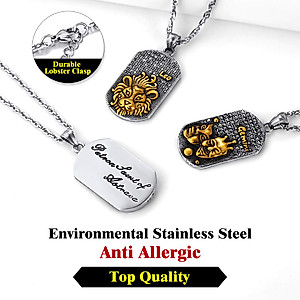 Hip Hop Taurus Necklace for Men Women Dog Tag Zodiac Jewelry Stainless Steel pendant with Chain